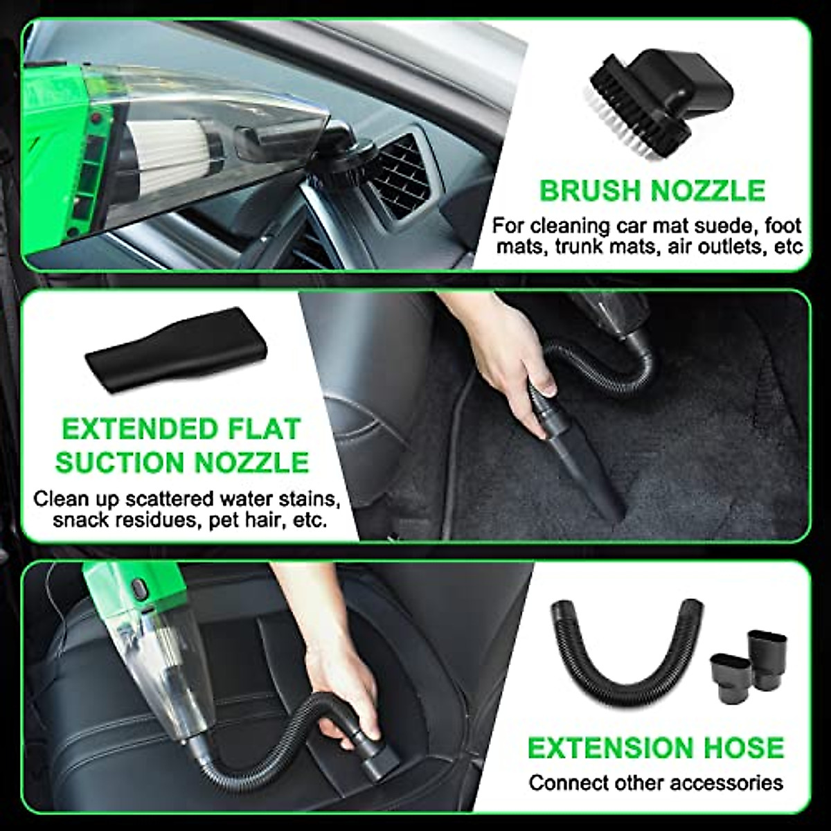 Lezcufer 17Pcs Car Interior Detailing Kit with High Power Handheld Vacuum, Car Cleaning Kit,Detailing Brush Set,Windshield Cleaning Tool,Cleaning Gel,Microfiber Towels, Complete Car Interior Care Kit