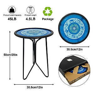 LIFFY Outdoor Side Tables, 12" Weather Resistant Small Balcony Table Patio Side Table, Indoor Small Round Home Decorative End Table, Plant Stands Table Outside, for Pool Beach Yard Balcony Garden