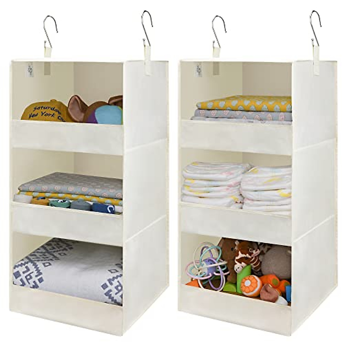 GRANNY SAYS Bundle of 2-Pack Hanging Shelves for Closet & 2-Pack Lidless Storage Bins with Metal Frame