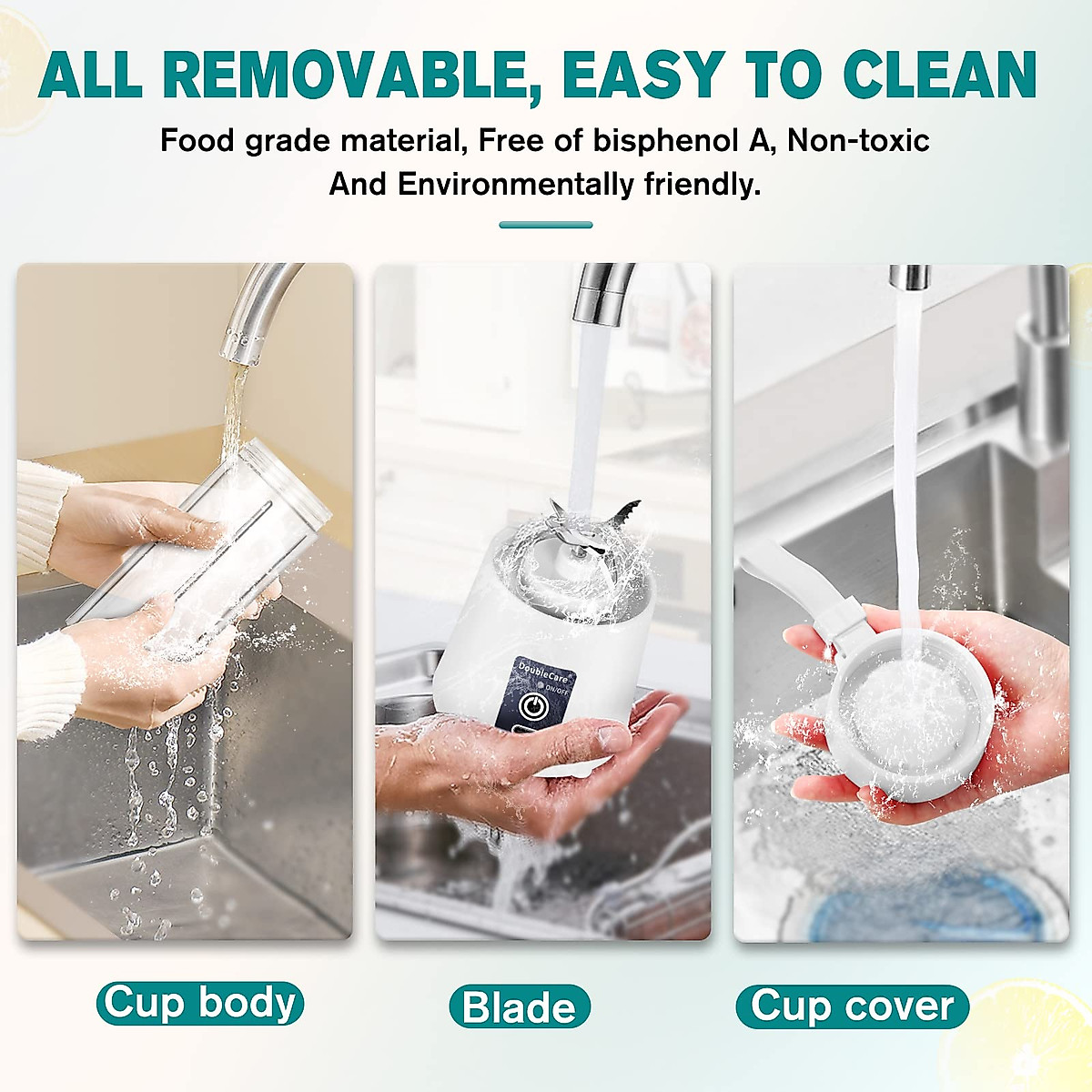 Portable Blender for Shakes and smoothies with Scale, 4000mAh Personal Electric Blender 15.2 oz,150w 6-Blades Blender Bottles, USB Rechargeable Mini Fruit Juicer for Travel, Office, Outdoors