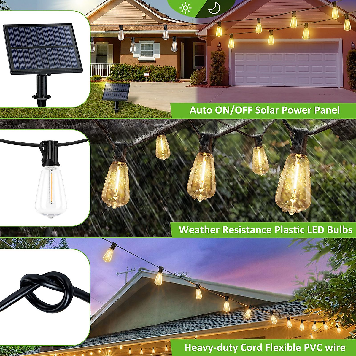 Kondras ST38 Solar String Lights 34FT