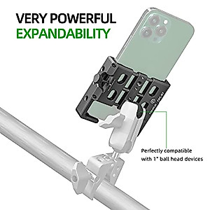 FANAUE CPC-07 Aluminum Alloy Phone Mount with 1'' Ball for Smartphones with a Width of 2.3" to 3.4", Compatible with RAM Mounts B Size Double Socket Arm & Bike Motorcycle Cellphone Holder