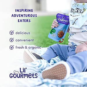 Lil’ Gourmets Organic & Fresh Veggie-Rich Baby Food, Clean Label Project Purity Award Winner, For 6+ Months, 3.5oz Pouch. Ships Chilled to Your Door (Variety Pack of 12)