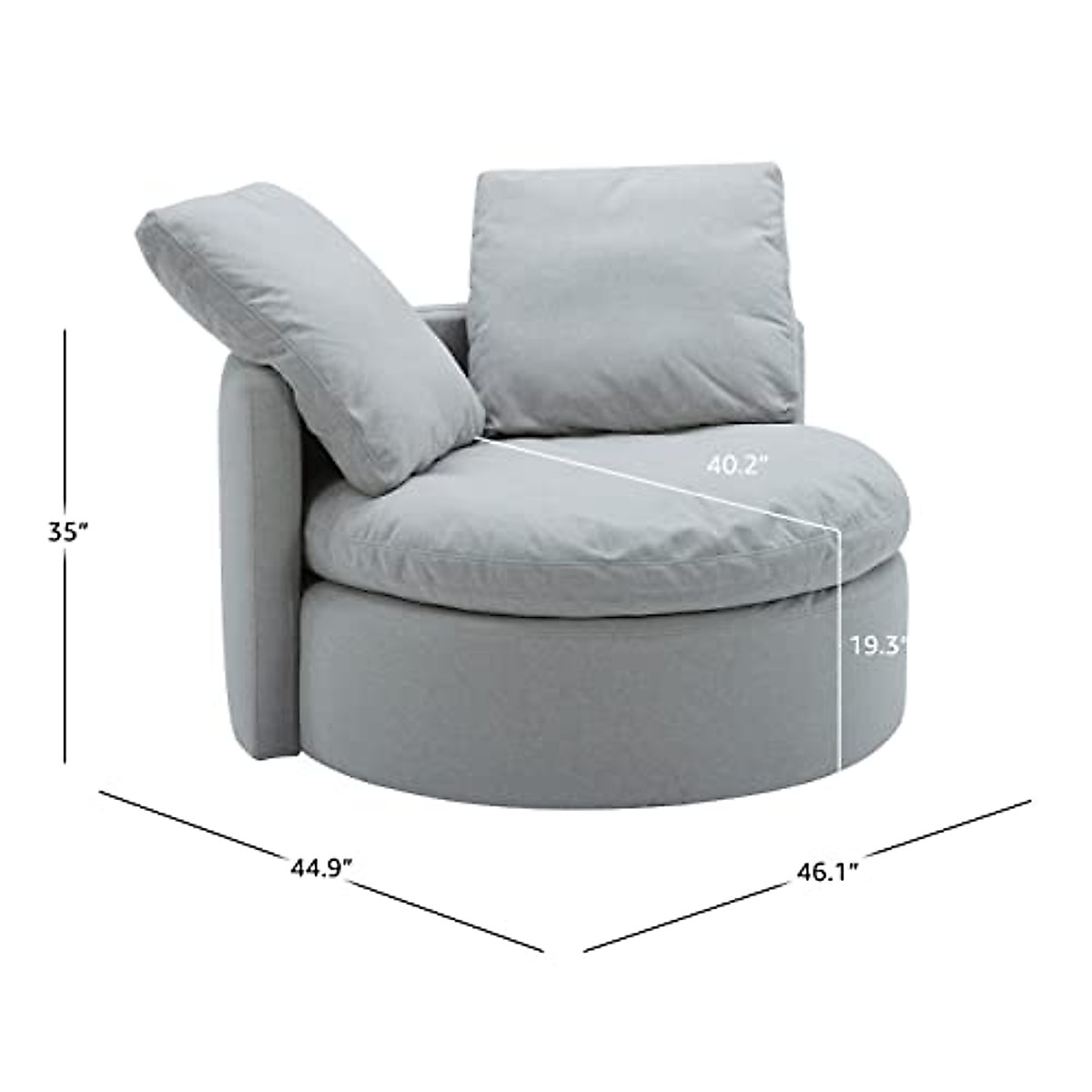 Amazon Brand – Stone & Beam Alende Deep Swivel Living Room Accent Chair, 46''W, Light Grey