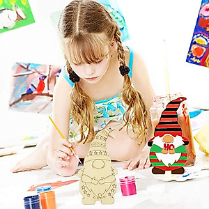 20 Pieces Christmas Wooden Gnome Hanging Ornaments Unfinished Wood Cutouts Slices Elf Wooden Decoration with Rope Christmas DIY Craft Making Painting