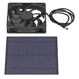 Mothinessto Solar Powered Fan, Solar Panel Kit with Fan Ventilator Monocrystalline Silicon Solar Cell Charger for Greenhouse Pet House Kennel Cooling defult
