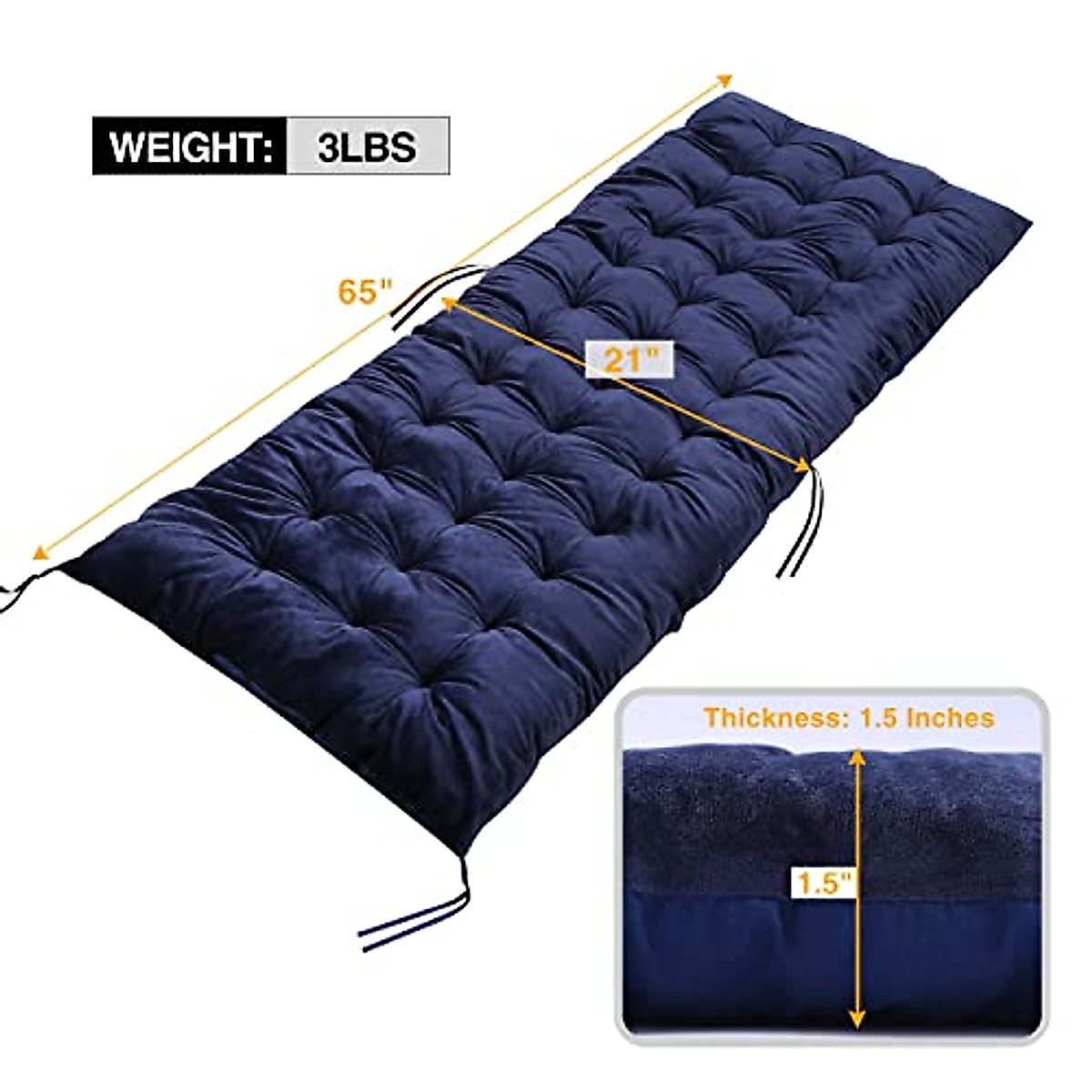 REDCAMP Chaise Lounge Chair Cushion for Patio Furniture, Thicker Soft Comfortable Zero Gravity Chair Pad for Outdoor Indoor Home Office, Blue 65"x21"