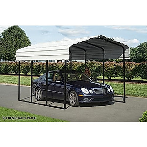 Arrow Carports Galvanized Steel Carport, Compact Car Metal Carport Kit, 10' x 24' x 9', Eggshell