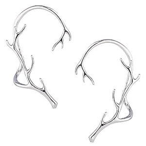 LOREMOW Ear Clips Earrings for Women Ear Cuffs Non Piercing Ear Wrap Branch Leaf Clip On Cartilage Helix Earrings Silver