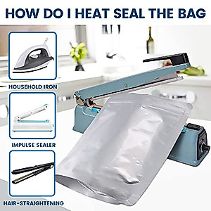 YunKo 100 PACK Mylar Bags for Food Storage Resealable Zippered Foil Bags Sealable Packaging Bags Stand Up Bags For Coffee Bean，Tea (10"X14", 7"x10", 5"x8")