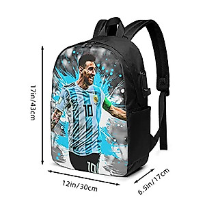 King Of Argentina #10 Messi Classic 17 Inch Laptop Backpack Large Capacity College Backpacks School Bookbags For Women Men