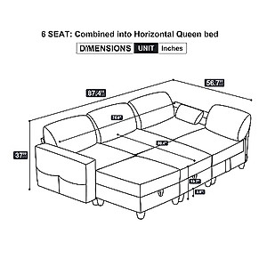 FANYE Oversized Modular Sectional Sofa with Storage Seats,DIY Free Combine Sofa&Sofabed Reversible Modular&Sectional Convertible to L/U Shaped W/Chaises,Twin XL Sleeper Couch Bed for Living Room