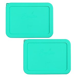 Sophico 6 Cup Rectangle Silicone Storage Cover Lids Replacement for Pyrex 7211-PC Glass Bowls, Container not Included (Mint)
