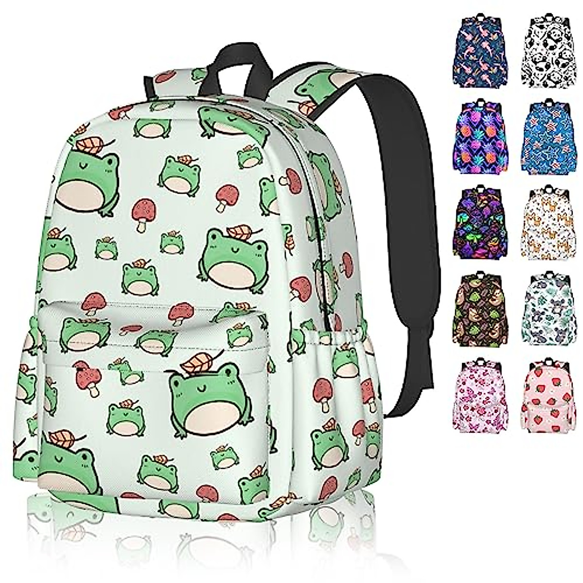 PARN Cute Frog Backpack For Women Men, 16.9 Inch Cute Frog Laptop Backpack College Bag Cute Travel Backpack