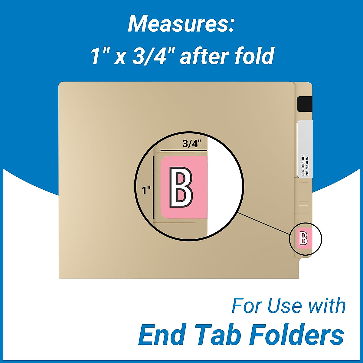 Doctor Stuff - File Folder Labels, Alphabet Letter B, Barkley/Sycom FABKM - BRAM Series Compatible Alpha Stickers, Pink, 1" x 1-1/2", 126 Labels/Package