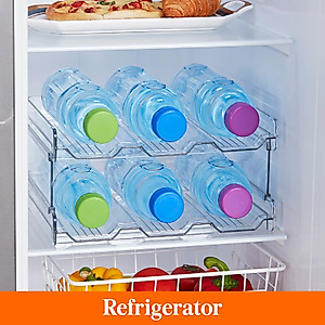 Lifewit Stackable Water Bottle Organizer for Cabinet, Freezer, Pantry - Plastic Cup Holder, Wine Racks for Kitchen Tabletop Storage, Cupboard, Office - Pack of 2, Each Rack Holds 3 Containers