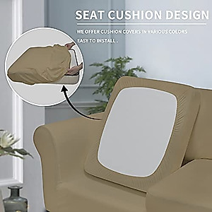 Easy-Going 3 Pieces Stretch Soft Couch Cover for Dogs - Washable Sofa Slipcover for 2 Separate Cushion Couch - Elastic Furniture Protector for Pets, Kids (Loveseat, Dark Linen, Medium)