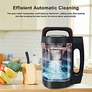 bathivy Soup Maker, Automatical Multi-Function Fresh Soup and Smoothie Make Machine | 2 Liters, 6 Functions, Stainless Steel, LED Display | Blend, Smooth, Chunky, Compote, Pre-heat, Clean (Red)