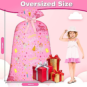 Extra Large Gift Bag for Girl Birthday Gift Bag Jumbo Gift Bag,Bday Pink Gift Bag Giant Gift Bag Plastic Oversized Gift Bag Huge Gift Wrap Bag Birthday Bag Wrapping Bag for Large Gift(48inch 1Pack)