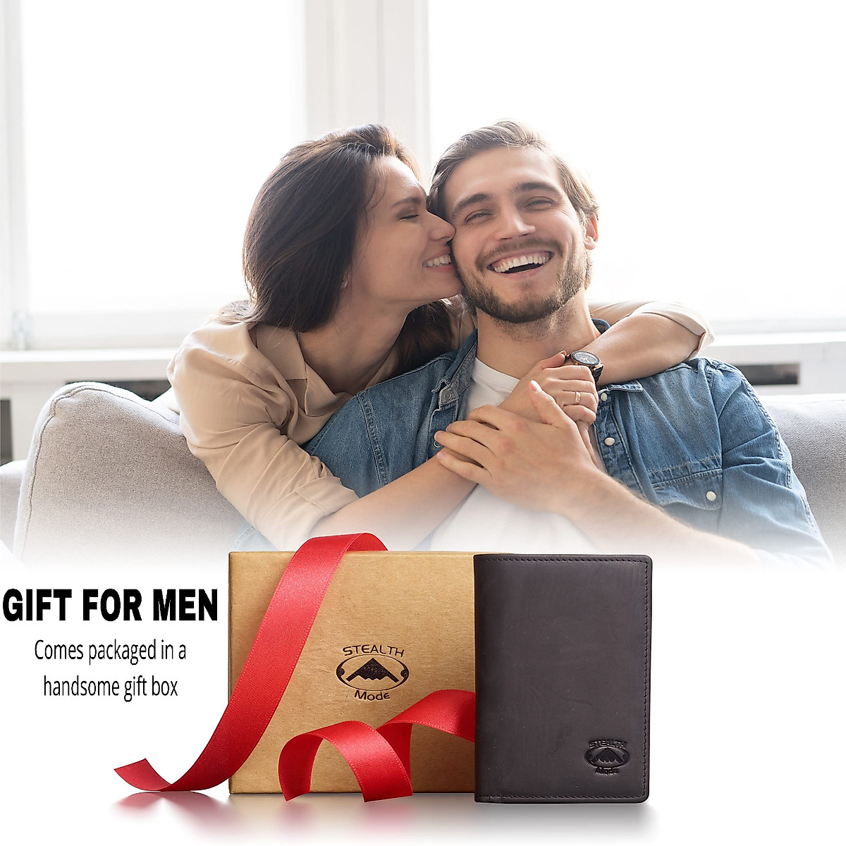 Stealth Mode Trifold RFID Blocking Leather Wallet for Men (Black)