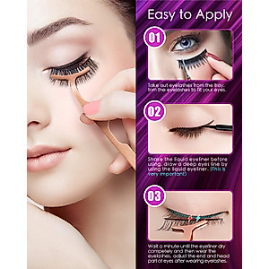 Bisutang Magnetic Eyelashes with Eyeliner, 12-Pair Reusable Magnetic Lashes with 2 Tubes of Magnetic Eyeliner, Glue-free Natural Look Eye Lashes Kit with Scissors Tweezers & Mirror Case