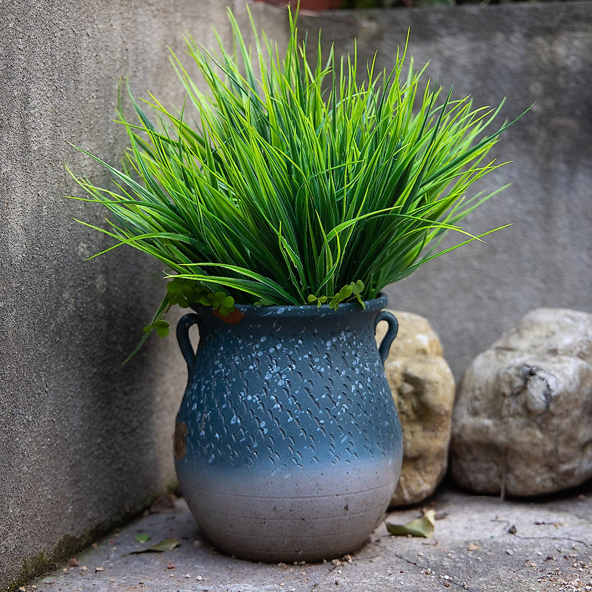 YUESUO 10pack Artificial Tall Grass Plant Outdoor UV Resistant Artificial Wheat Grass Faux Shrubs Fake Outdoor Plants for Home Garden Decoration