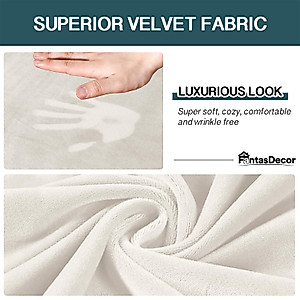 FantasDecor 3 Piece Sofa Covers Velvet for 2 Cushion Couch Stretch Loveseat Slipcover with Individual Seat Elastic Furniture Protector for Pets (Loveseat, Ivory)