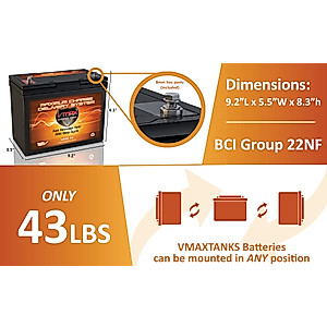 VMAX MR96-60 12V 60Ah AGM Deep Cycle Marine Battery for 12 Volt 40 Pound 40lb Thrust Trolling Motors