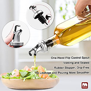 GMISUN Olive Oil Dispenser Bottle, Oil and Vinegar Cruet Set with 17oz/500ml Cooking Oil Container Glass Carafe, Oil Pourer Spout, Funnel and Labels, 3Pack, Clear