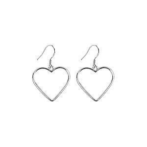 Dainty Minimalist Hollow Heart Love Small S925 Sterling Silver Plated Dangle Drop Earrings for Women Teen Girls Sensitive Ear Cute Heart Hook Dangling Hanging Hypoallergenic Wedding Fashion Jewelry