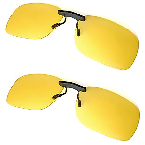 BLUE CUT Clip on Polarized Night Vision, Driving Sunglasses UV 400 Blocker To Wear Over Prescription Glasses
