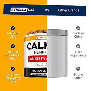 Hemp Calming Chews for Dogs - Dog Calming Treats - Anxiety Relief Treats - Dog Calming Chews - Stress - Sleep Calming Aid - Health & Wellness Supplements for Dog Separation Barking - 180 Treats