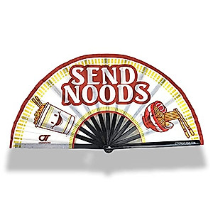 CTT CREATIONS Large Folding Fan- 13i nches Tall 25 inches Wide- Hand Fan- Send Noods- Fan for Events Rave Concert and Festival- Light and Compact