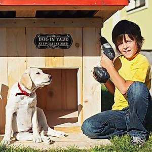 Moxweyeni 2 Pieces Dog Sign for Fence Beware of Warning Signs Metal Aluminum Funny Rustic Dog in Yard Keep Gate Closed Wall Door Sign