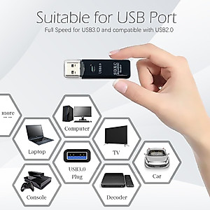USB3.0 Micro SD Card Reader, 5Gbps 2-in-1 SD Card Reader to USB Adapter, Wansurs Memory Card Reader for SDXC, SDHC, MMC, RS-MMC, Micro SDXC, Micro SD, Micro SDHC and UHS-I Cards (1Pack Black)
