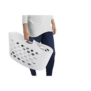 Rubbermaid Flex 'n Carry Laundry Hamper, 2.2-Bushel, White (FG260004WHTRB)