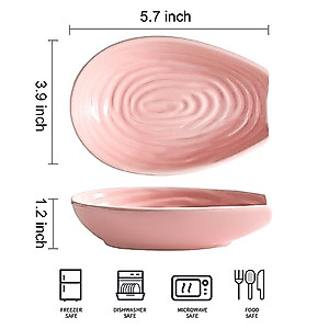 Spoon Rest for Kitchen Counter, Ceramic Cooking Spoon Holder for Stove Top, Porcelain Utensil Rest for Spatula, Ladle, Tong and Spoon, Modern Kitchen Accessories Decor, Pink