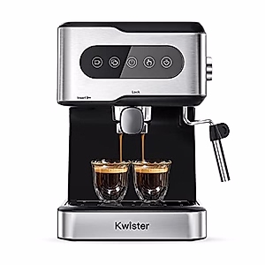Kwister Espresso Machine 20 Bar Espresso Coffee Maker Cappuccino Machine with Milk Frother, Coffee Machine with Digital Touch Panel, 50 OZ Removable Water Tank, Stainless Steel