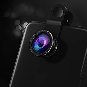 Hemobllo Portable Cell Phone Camera Lens Super Wide Angle Lens Macro Lens Fisheye Lens Clip on 3 in 1 Mobile Phone Lens Compatible for iPhone 6S/7/8/X (Black)