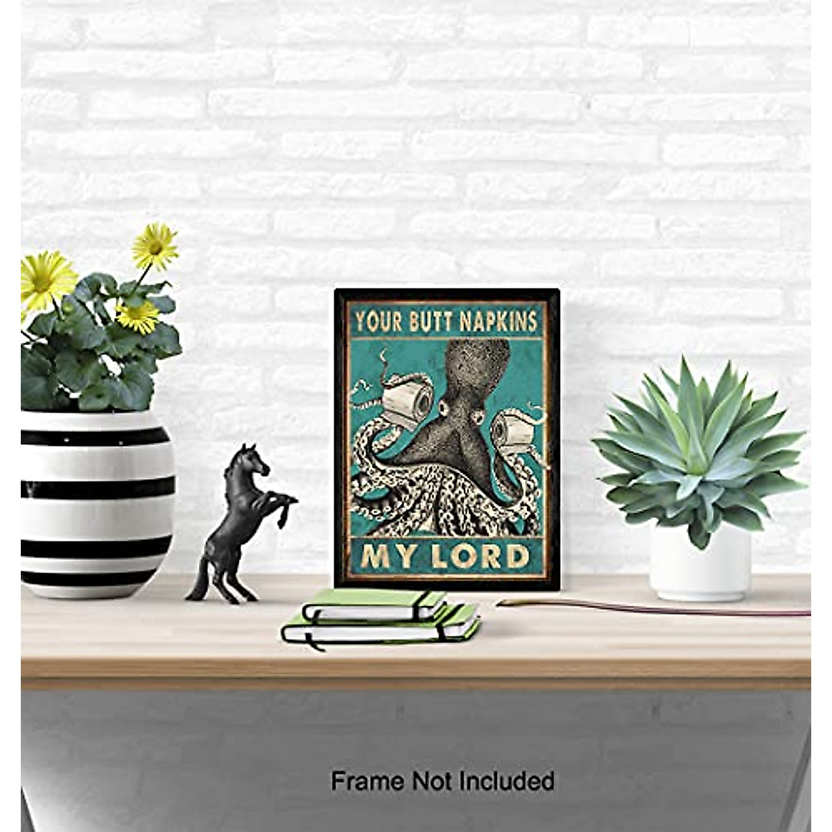 Octopus Nautical Bathroom Decor - Butt Napkins - Beach Bathroom Decor - Bath Wall Decor - Funny Bathroom Decor - Guest Bathroom Decorations - Toilet Paper Wall Art - Restroom Sign - Powder Room Decor