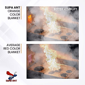 Supa Ant Emergency Fire Blanket for Home and Kitchen - 4 Pack 1500F High Visibility (Glow in The Dark) Smother Kitchen Fire Blanket - CE Certified Hero Fire Blankets Emergency for Home (40in)