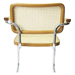Marcel Breuer Cesca Cane Chrome Arm Chair in Honey Oak