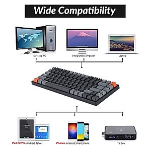 Vissles V84 Wireless Bluetooth/USB Wired Mechanical Keyboard with Wrist Hot Swappable Mechanical Gaming Keyboard Compact 84 Keys Tenkeyless RGB Dynamic Backlit for Mac Windows, Gateron Red Switch