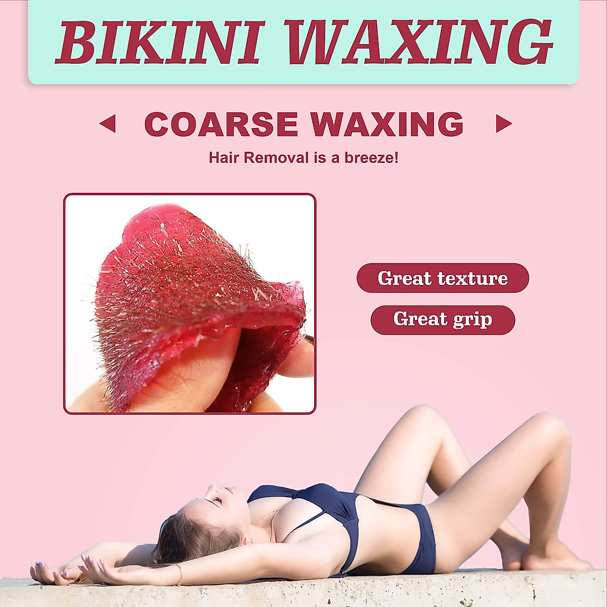 Ajoura 2 lb Hard Wax Beads, All-purpose Wax Beans for Sensitive Skin, Large Area Coarse Hair Removal, Refill Bag for Brazilian Bikini, Face, Eyebrows, Underarms, Arms, Chest, Back, Legs, Women Men