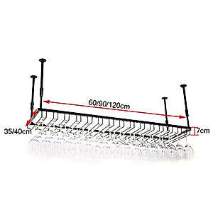 Stylish Simplicity Wine Glass Holder European Style Simple Black Brown Wrought Iron Upside Down Wine Glass Rack High Glass Rack Bar Wine Storage Rack, PIBM, Black, Small