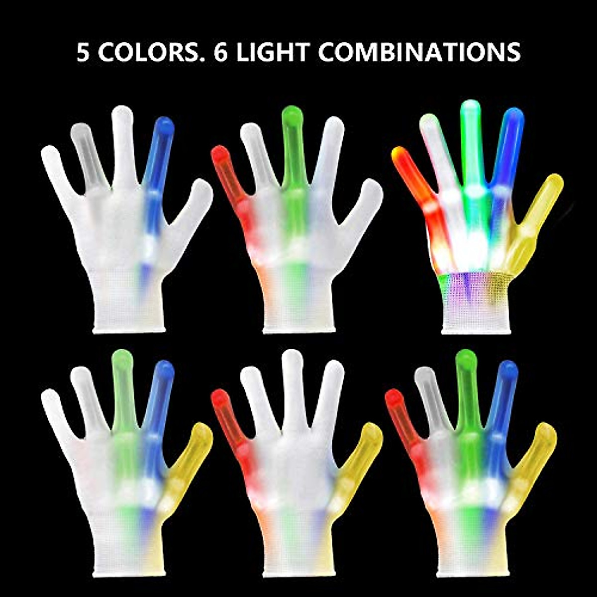WEICHUANGXIN LED Gloves, Light Up Gloves 6 Modes Colorful Flashing Gloves Halloween Christmas Toy Gifts for Adults…