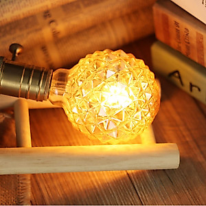 G95 LED Pineapple Bulb Retro Edison Lamp 4W 2700K Warm White Light Not Dimmable 40W Equivalent Amber Glass Lamp, E26 Base, Suitable for Bedrooms, Restaurants, Cafes, Pack of 2