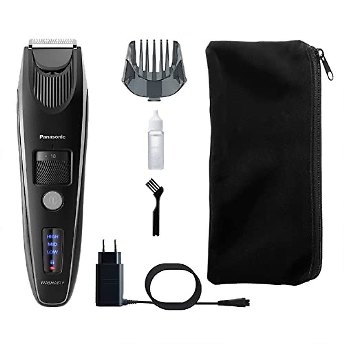 Panasonic Beard Trimmer for Men Cordless Precision Power, Hair Clipper with Comb Attachment and 19 Adjustable Settings, Washable, ER-SB40-K, 0.5-10mm lengths, 1 Pack