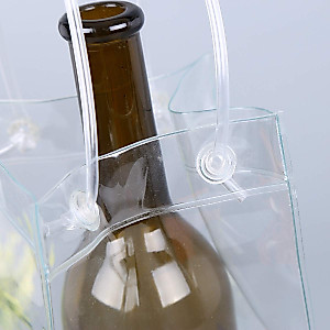 SH-RuiDu PVC Leakproof Ice Bag, Transparent Portable Ice Bucket Chiller with Carry Handle for Champagne Beer Wine Bottle