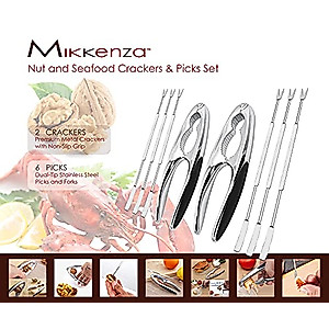 Lobster Crackers and Picks Set - Premium Metal Crab Crackers with Non-slip Grip; Stainless Steel Picks & Forks. Seafood Crackers for Crab Claws. Best Nut Cracker Tool for Pecan, Walnut, Nut Shells